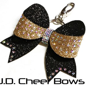 Deluxe Rhinestone Cheer Bow Keychain- Many Colors Combos, Keychain Bows ...