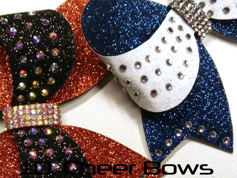 Deluxe Rhinestone Cheer Bow Keychain- Many Colors Combos, Keychain Bows ...