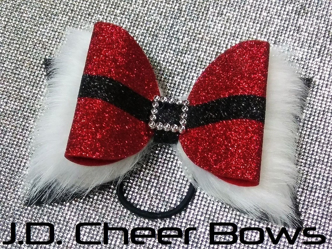 Holiday Santa Dolly Style Tailed Cheer Bow, Tuxedo Bows, Tuxedo Cheer ...