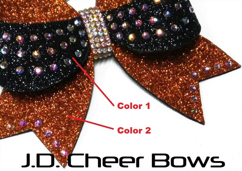 Deluxe Rhinestone Cheer Bow Keychain- Many Colors Combos, Keychain Bows ...