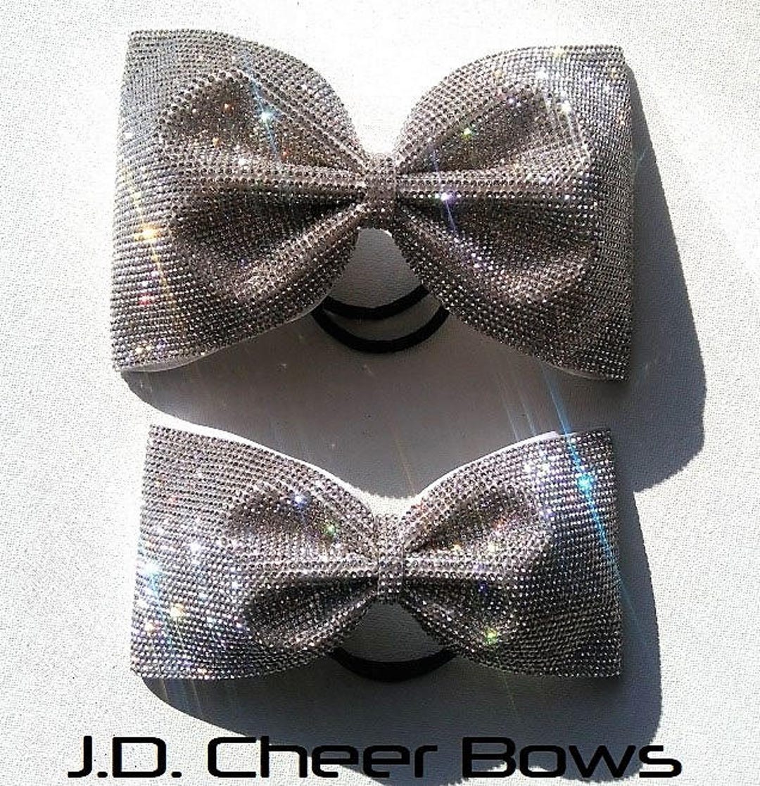 Mega Bling Victoria Bow 3" and 4" Tailless, Cheer Bow, Rhinestone Cheer ...