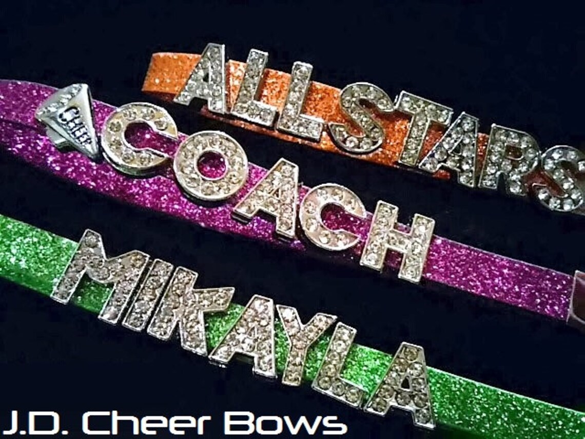Rhinestone Slide Charm Wristlet/keychain/cheer Bag Tags | Etsy
