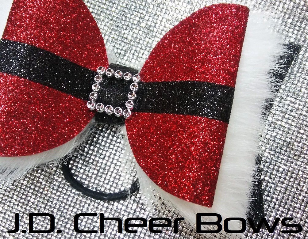 Holiday Santa Dolly Style Tailed Cheer Bow, Tuxedo Bows, Tuxedo Cheer ...