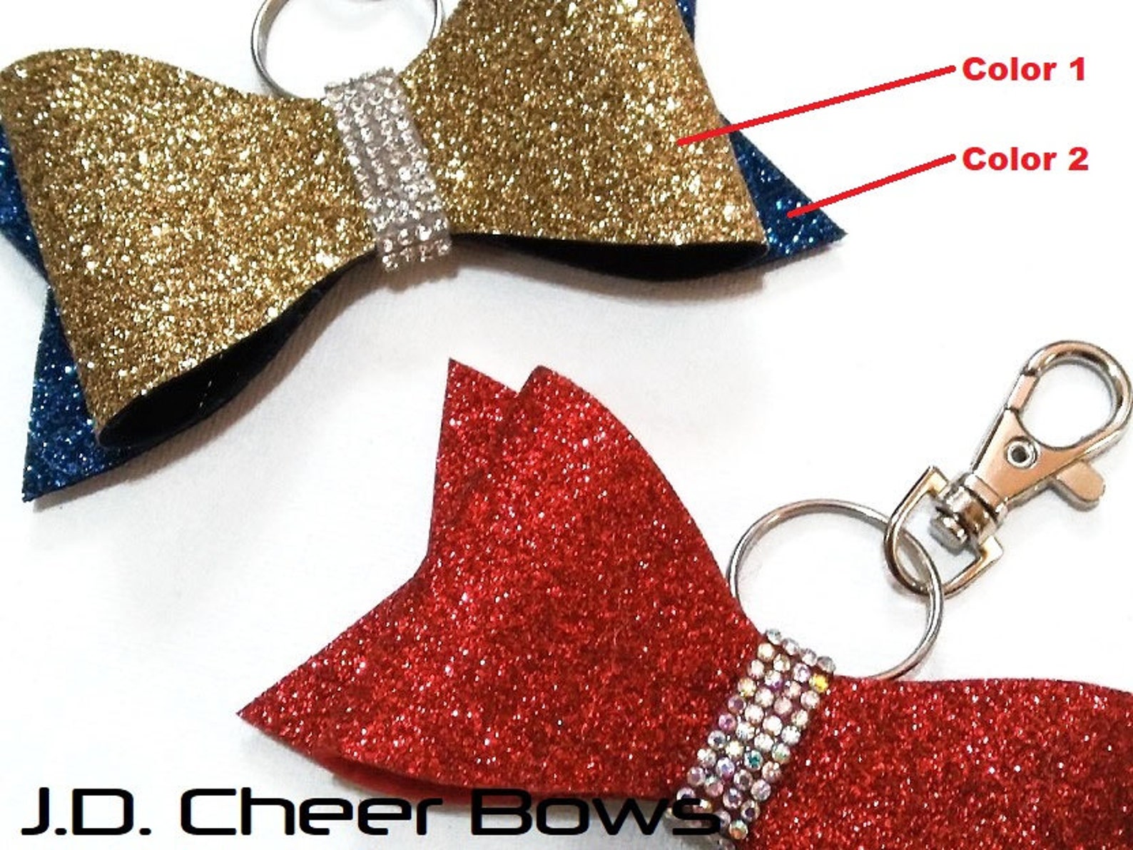 Dolly Cheer Bow Keychain Many Colors Combos Keychain Bows | Etsy