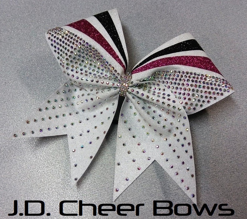 Rhinestone and Glitter Cheer Bow - Your Choice of Colors, Glitter Cheer ...