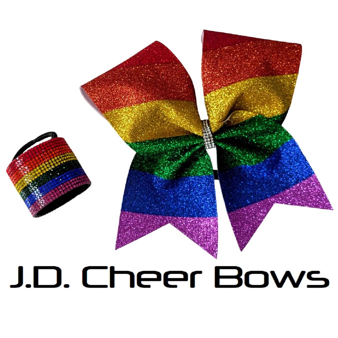 Pride Glitter Cheer Bow or Ponytail Cuff,glitter Cheer Bows, Cheer Bow ...