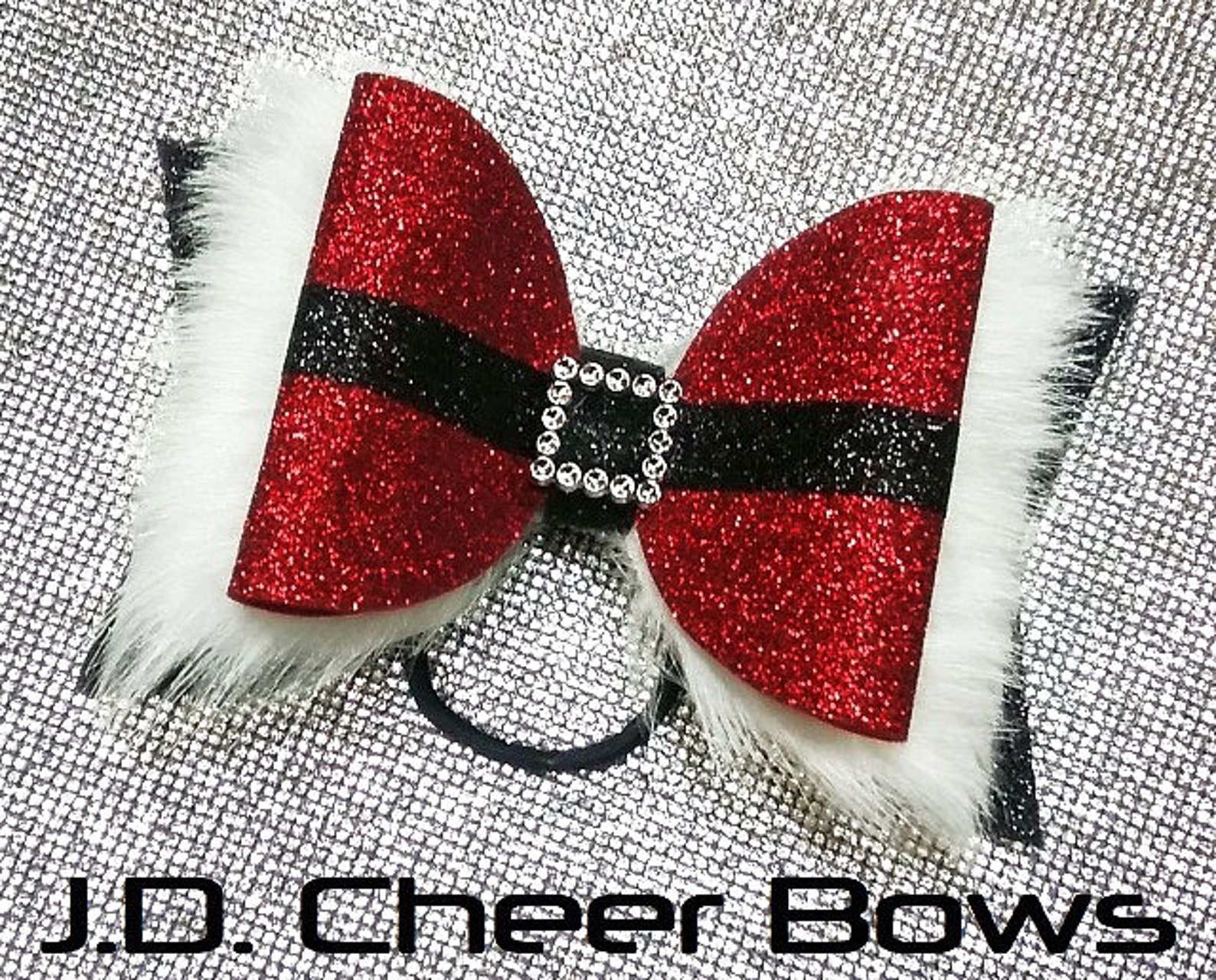 Holiday Santa Dolly Style Tailed Cheer Bow, Tuxedo Bows, Tuxedo Cheer ...