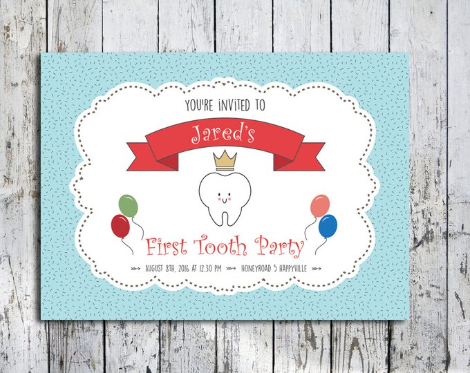 First Tooth Invitation Card Digital File boy or Girl - Etsy