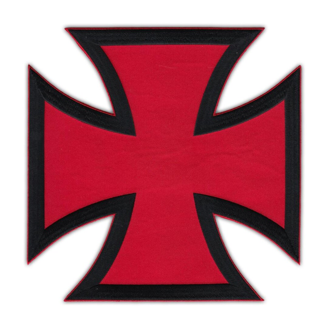 Patch, Embroidered Patch, Back Patch, Red and Black Chopper Cross (9" X ...