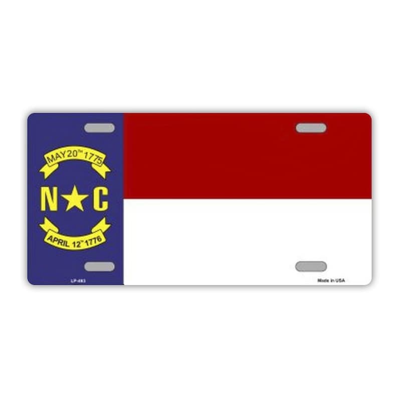 License Plate, Metal Vanity Tag Cover, North Carolina State Flag, 12" X ...