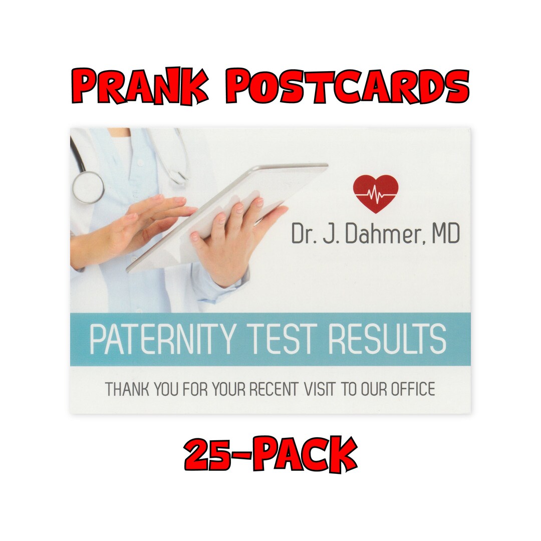 25-pack Bulk Prank Postcards - Fake Paternity Test Results - Pranks ...
