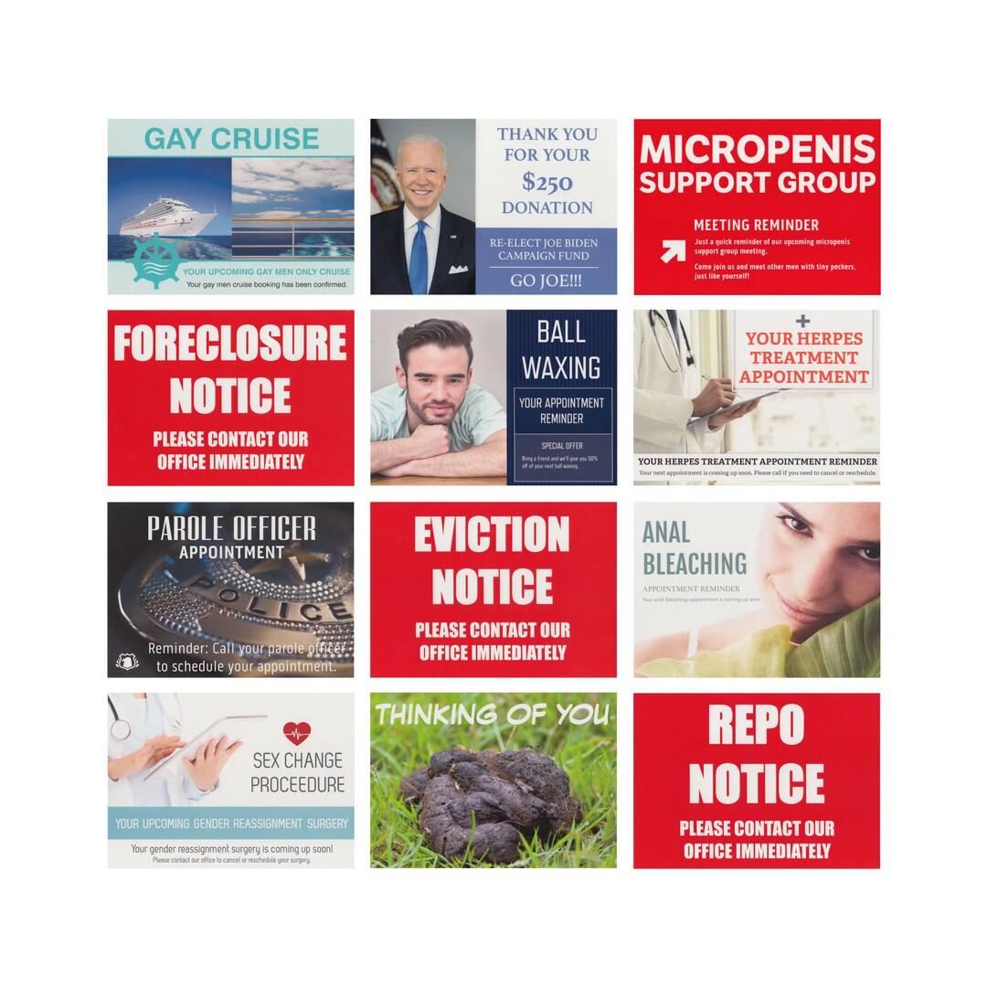 Variety Pack Prank Postcards 12 Different Prank Postcards Pranks ...