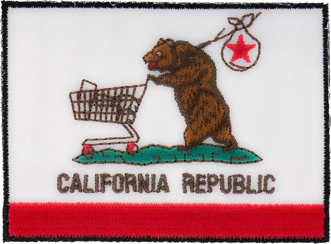 Patch (iron-on/sew-on), Homeless California Flag Patch, Californian 3 ...