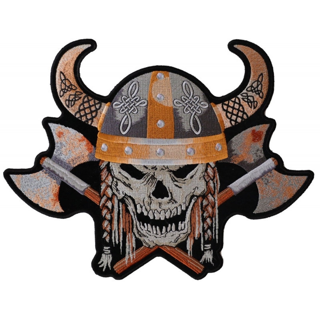 Large Back Patch, Embroidered Patch (iron-on or Sew-on), Viking Skull ...