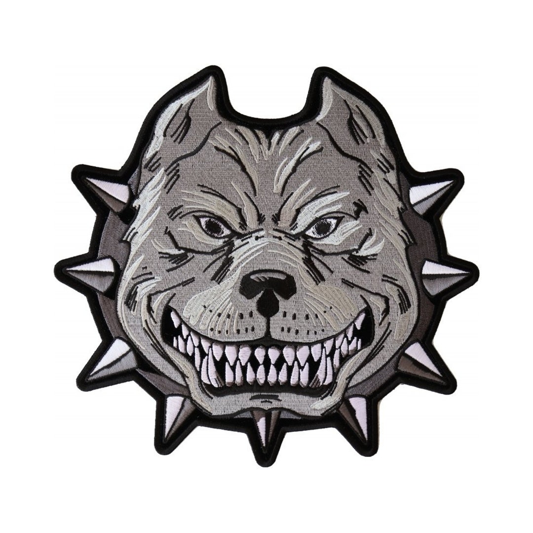 Large Back Patch, Embroidered Patch (iron-on or Sew-on), Gray Pitbull ...