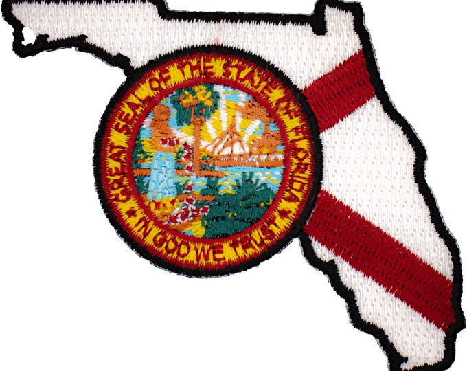 Patch (iron-on/sew-on), Florida State Seal Patch, Flo Grown 3" X 2.5 ...