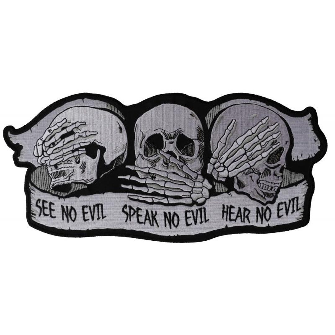 Large Back Patch, Embroidered Patch (iron-on or Sew-on), See No Evil Speak No Evil Hear No Evil ...