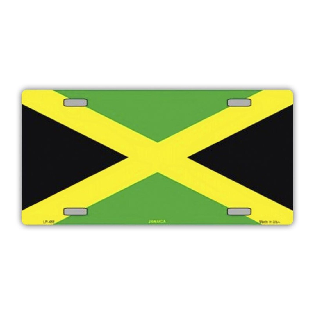 License Plate, Metal Vanity Tag Cover, Jamaican Flag, Jamaica, 12" X 6 ...