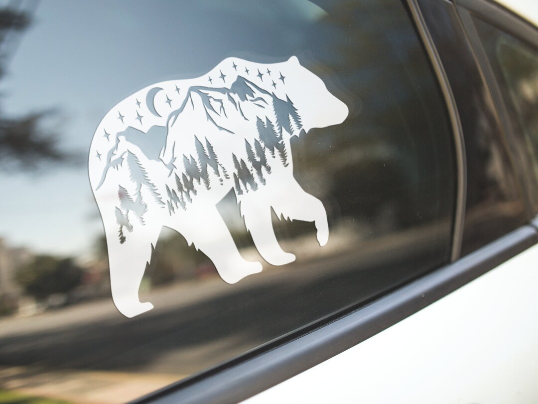 Bear Decal, Mountain Landscape Decal, Wildlife Decal, Nature-inspired ...