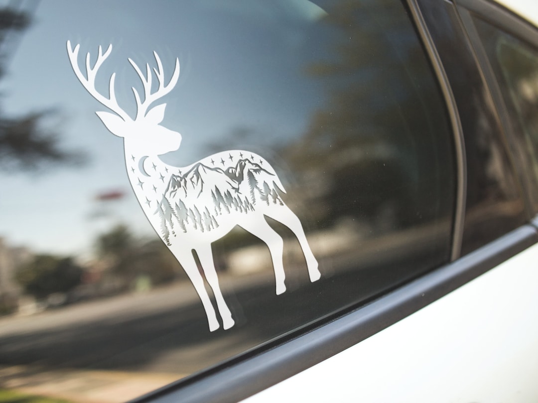 Deer Decal, Mountain Landscape Decal, Wildlife Decal, Nature-inspired ...