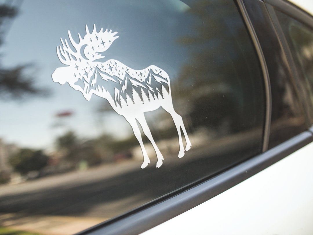 Moose Decal, Mountain Landscape Decal, Wildlife Decal, Nature-inspired ...
