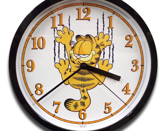 Vintage Garfield Animated Wall Clock Sunbeam Pendulum Tail Moving Eyes ...