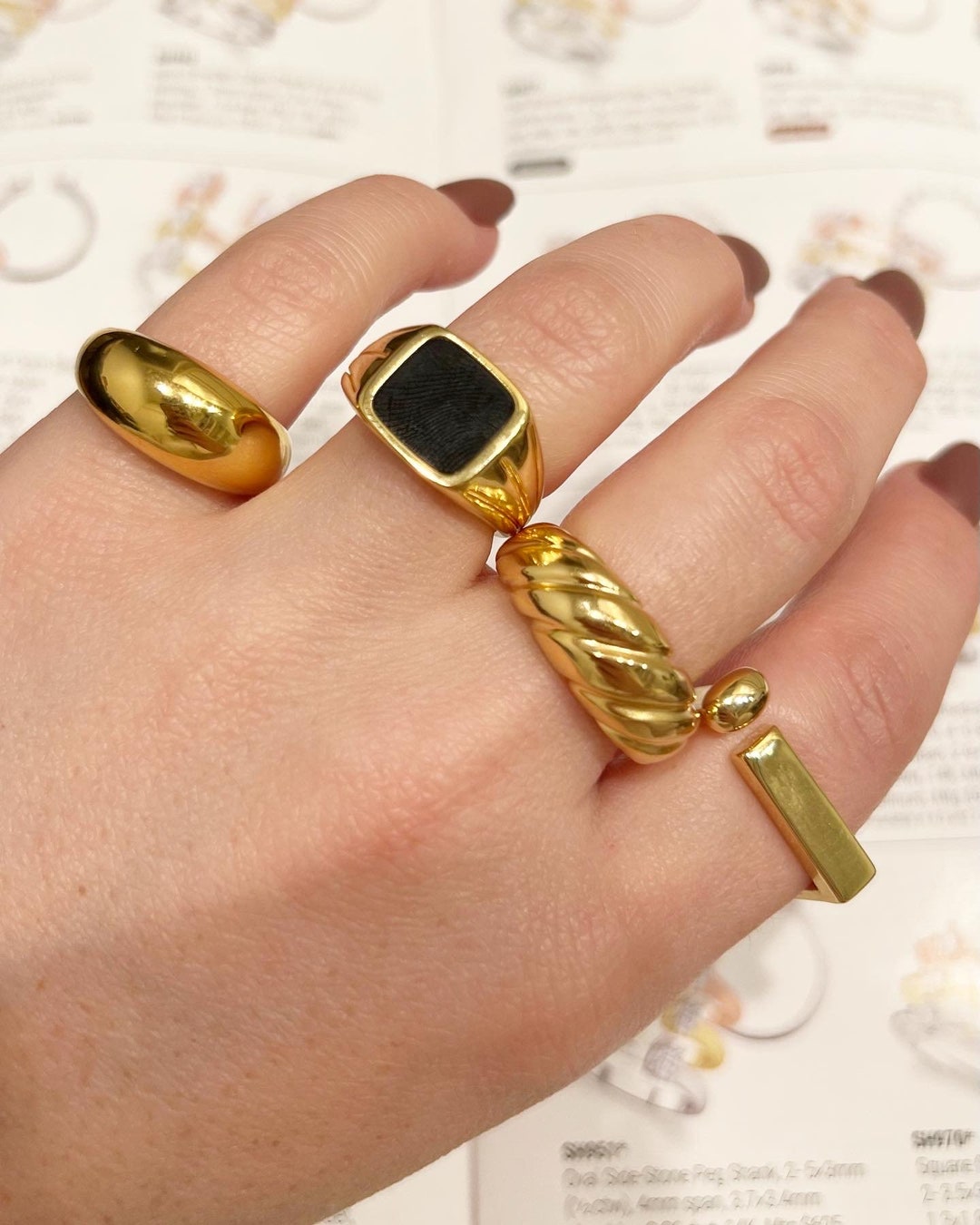 18k Gold Ring Collection, 18k Gold Dome Ring, 18k Gold Croissant Ring ...