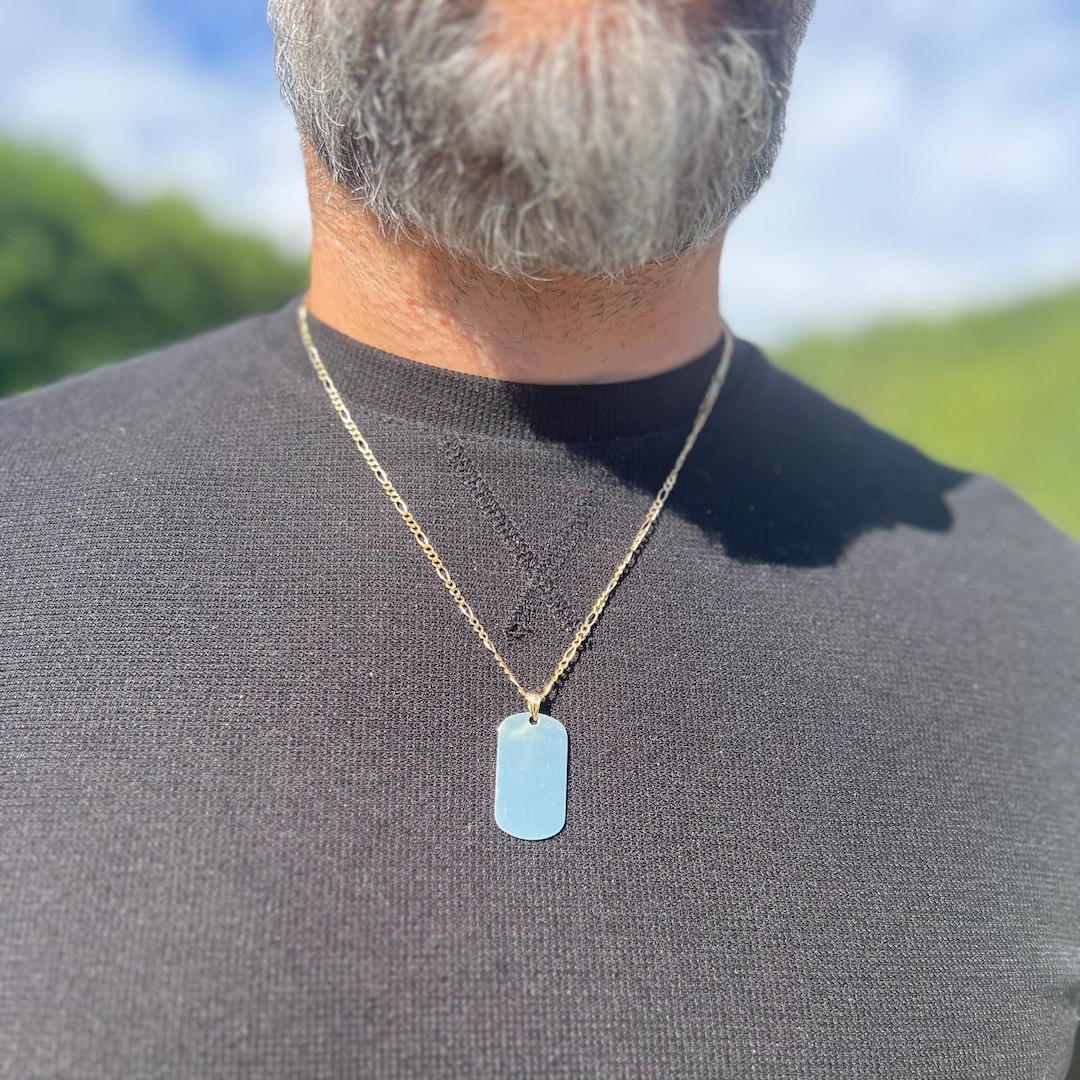 14k Solid Gold Men's Dog Tag Necklace – Personalized Gold Pendant for ...