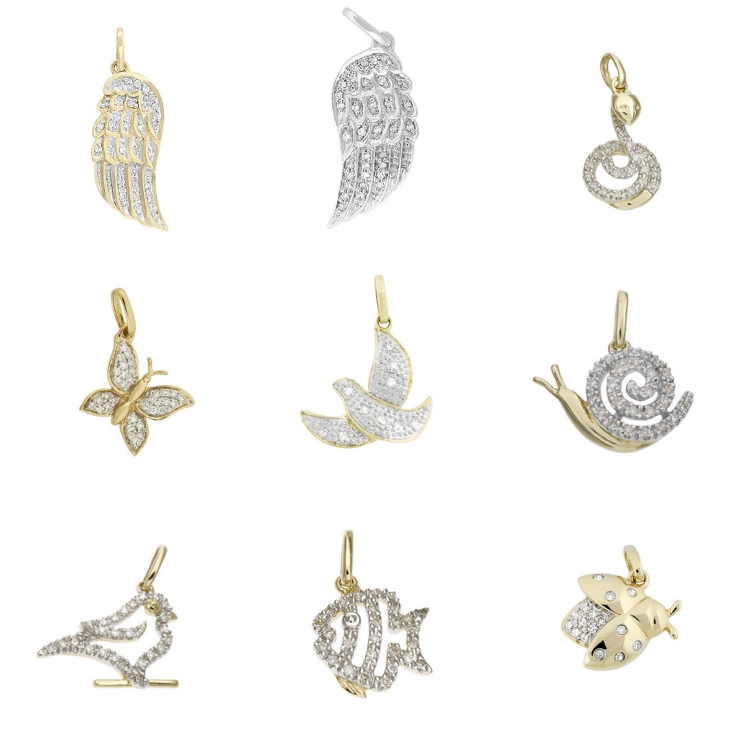 14K Gold Diamond Animal Charm Diamond Charm Diamond Animal Charm Gold ...