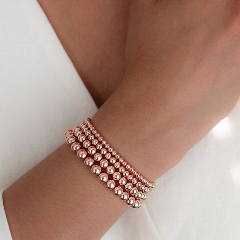 Rose Gold Beaded Bracelets - Etsy
