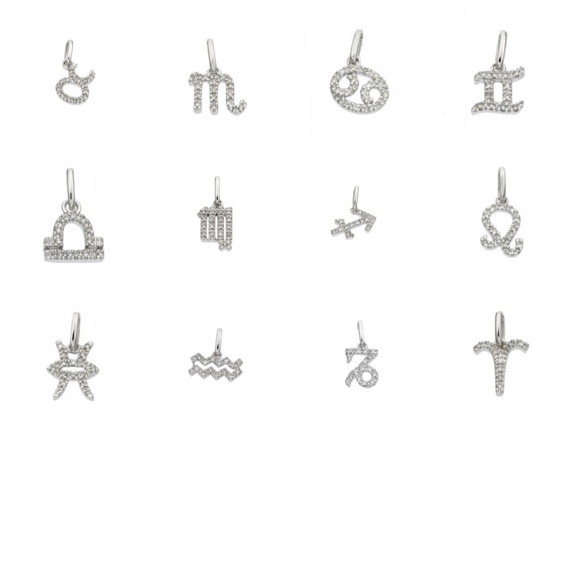 14K Diamond Zodiac Sign Gold Charm Diamond Charm Diamond | Etsy