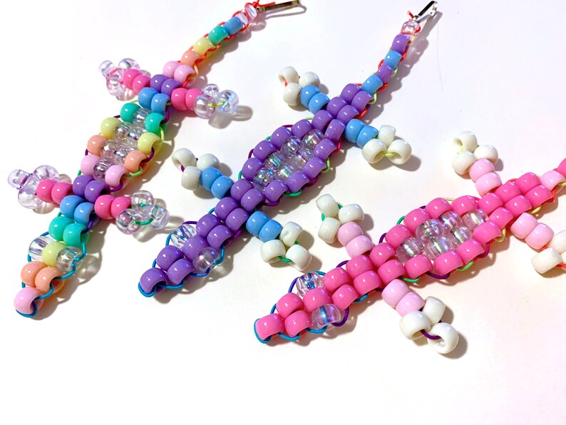 Deluxe Pastel Pony Bead Lizard with Holographic and Rainbow Accents - Etsy