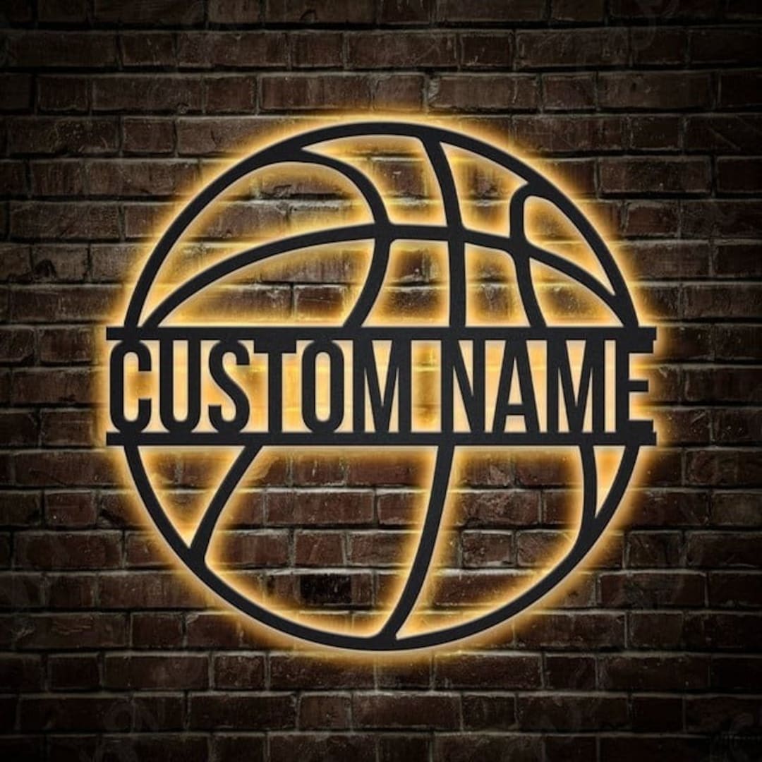 Personalized Basketball Metal Sign With Name, Custom Name Monogram ...