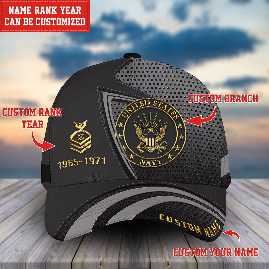 Custom U.S Veteran Golden Branches Hat All Over Printed Baseball Cap ...