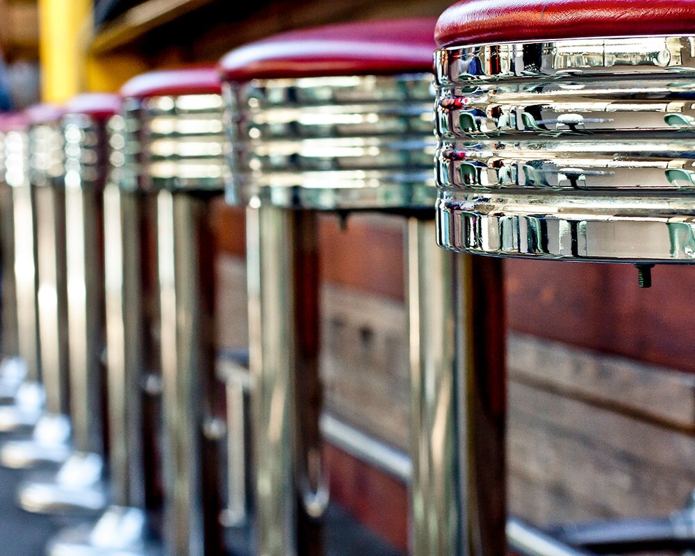Retro Red Stool - Etsy