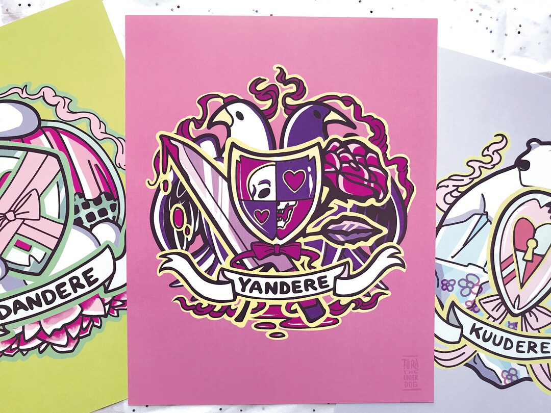 Yandere love Sick Coat of Arms 8x10 Art Print Dere Dere Crest Anime and ...