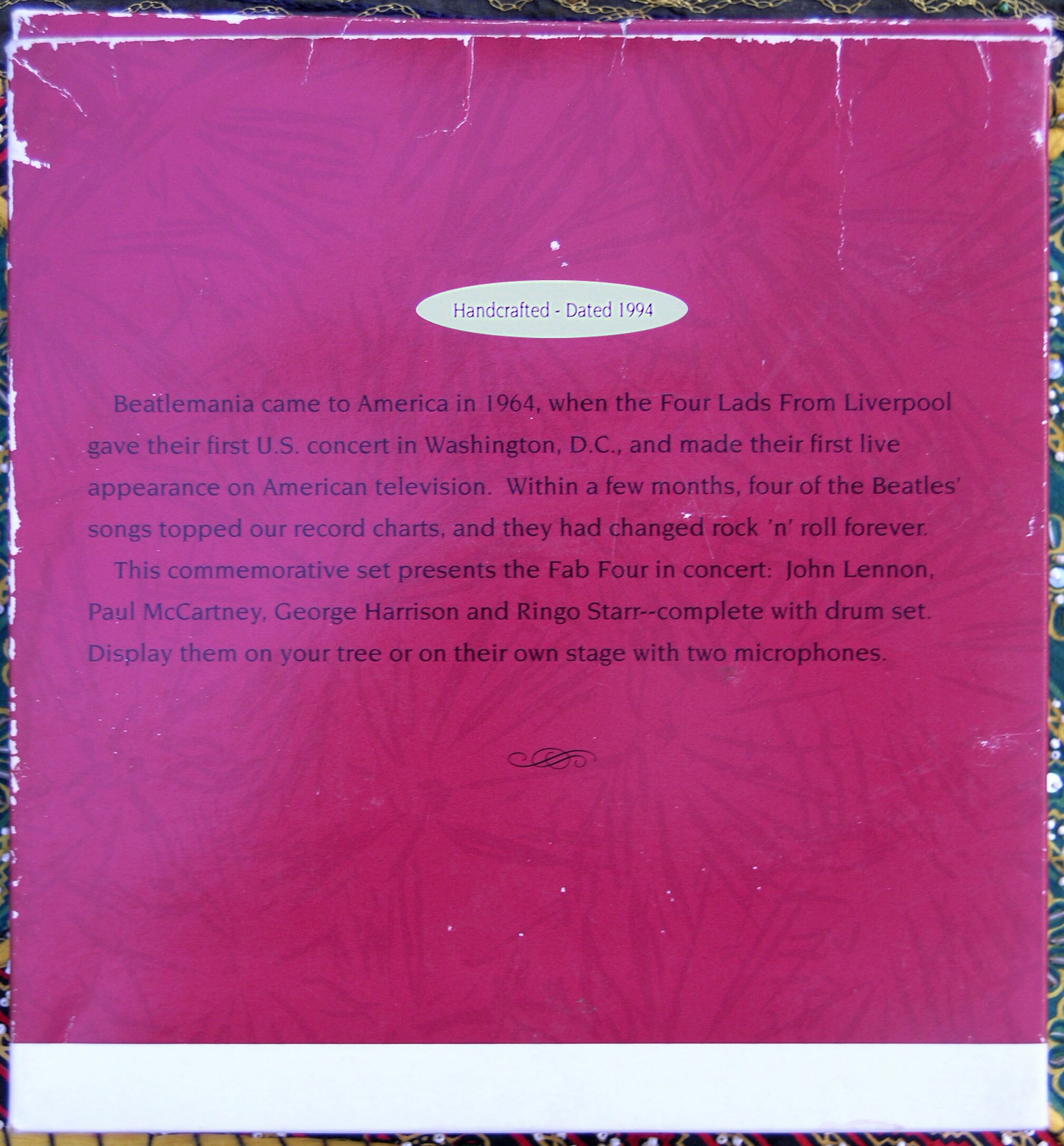 1994 the Beatles Gift Set Hallmark Keepsake Ornament Original Box ...