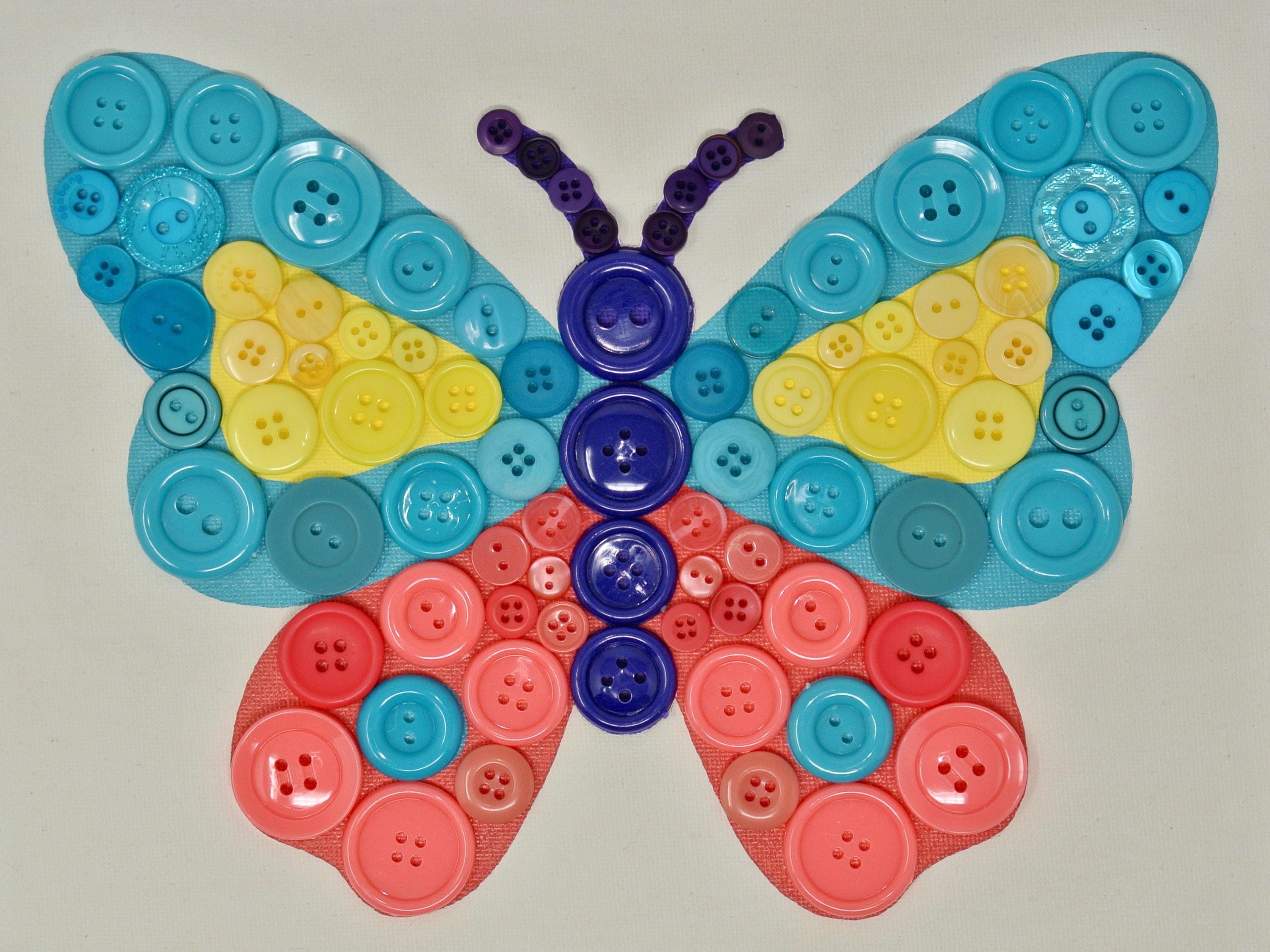 Button Craft KIT for Kids, Butterfly Craft Kits, Kids Crafts, Butterfly ...