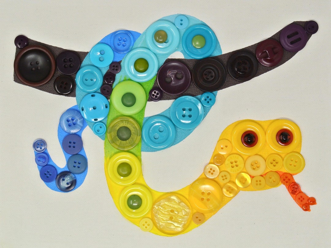 Button Craft KIT for Kids, Snake Craft Kits, Kids Crafts, Snake Button ...