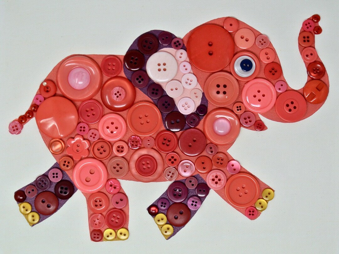 Button Craft KIT for Kids, Elephant Craft Kits, Kids Crafts, Elephant ...