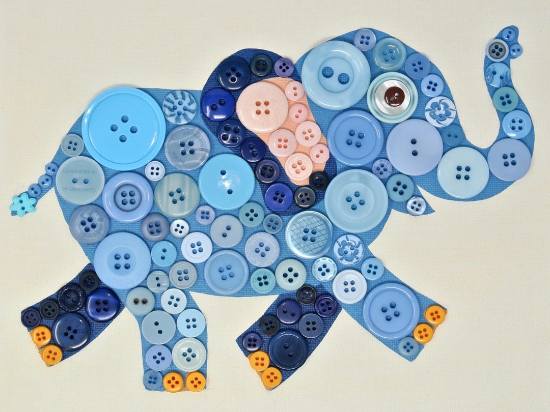 Button Craft KIT for Kids, Elephant Craft Kits, Kids Crafts, Elephant ...