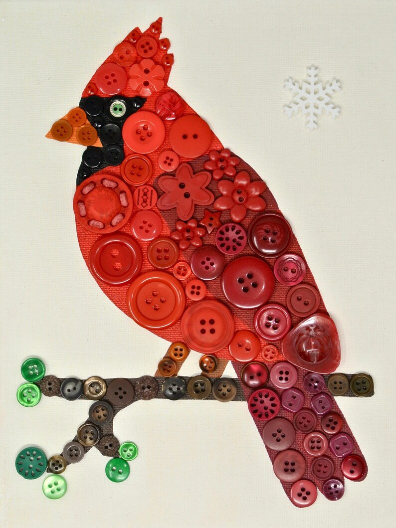 Button Craft KIT for Kids, Cardinal Craft Kits, Kids Crafts, Cardinal ...
