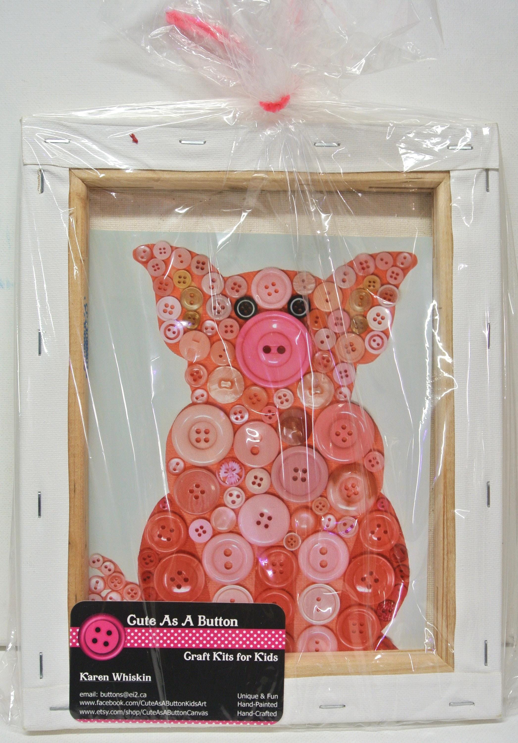Button Craft KIT for Kids, Pig Craft Kits, Kids Crafts, Pig Button ...
