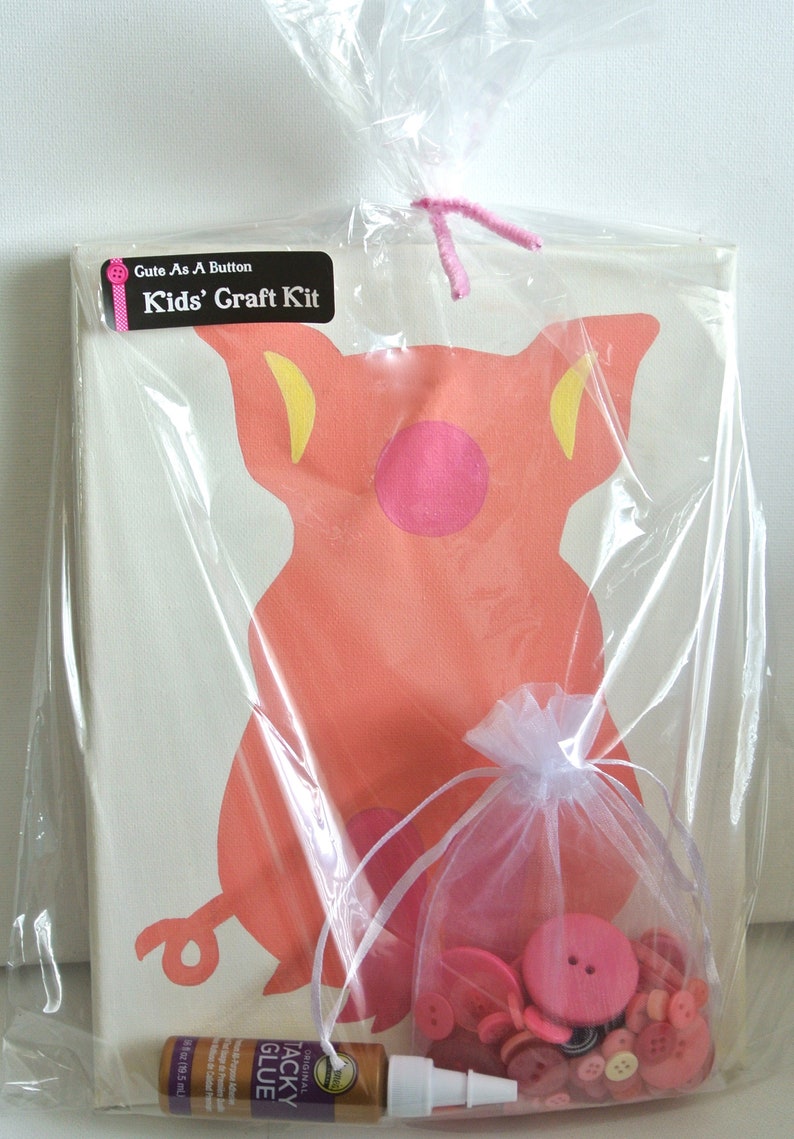 Button Craft KIT for Kids Pig Craft Kits Kids Crafts Pig - Etsy
