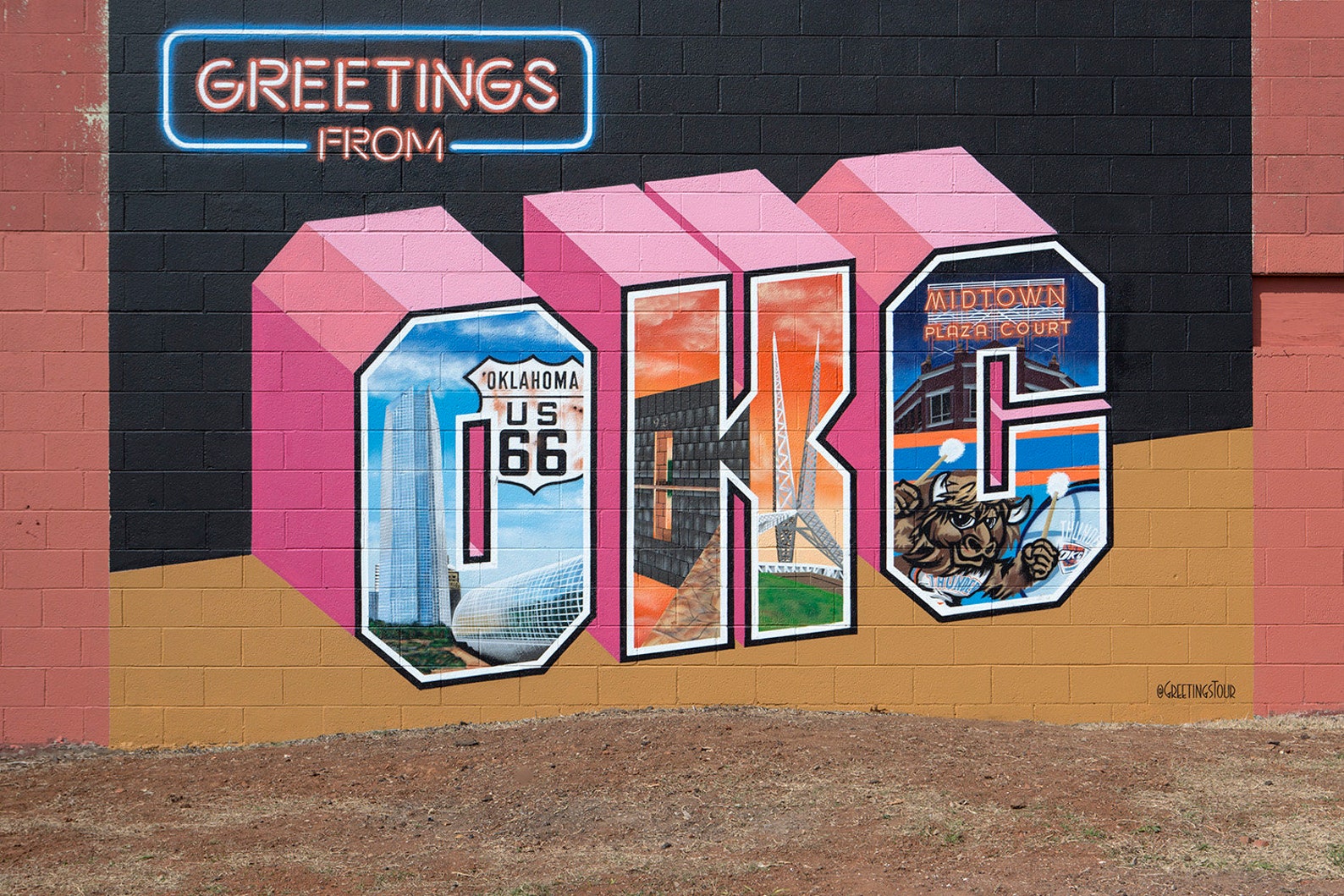 Greetings From OKC Mural Sign Painting - Oklahoma City Street Art Print ...