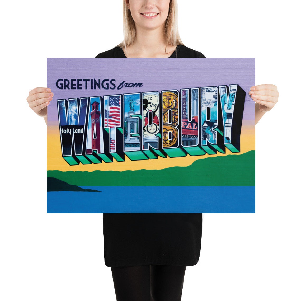 Greetings From Waterbury Mural Sign Painting CT Street Art Print of ...