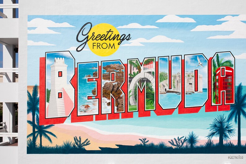 Greetings From Bermuda Mural Sign Painting - Street Art Print of ...