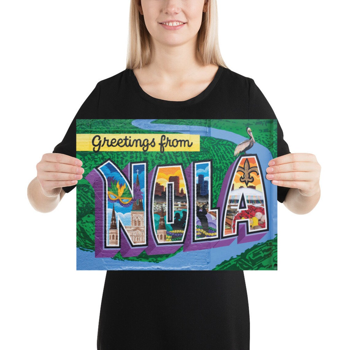 Greetings From NOLA Mural New Orleans Postcard Street Art Print Saints ...