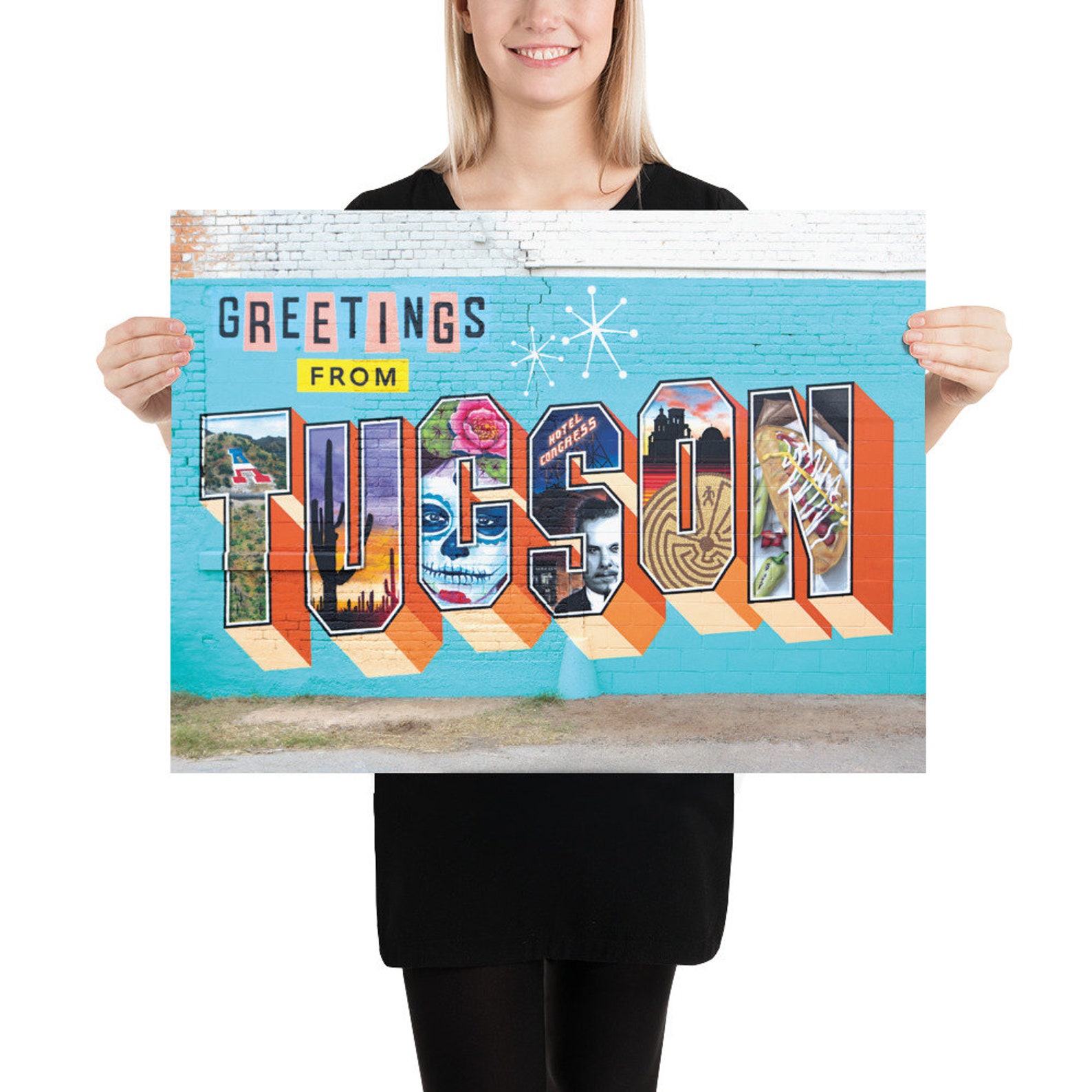 Greetings From Tucson Mural - AZ Street Art Print of Postcard Graffiti ...