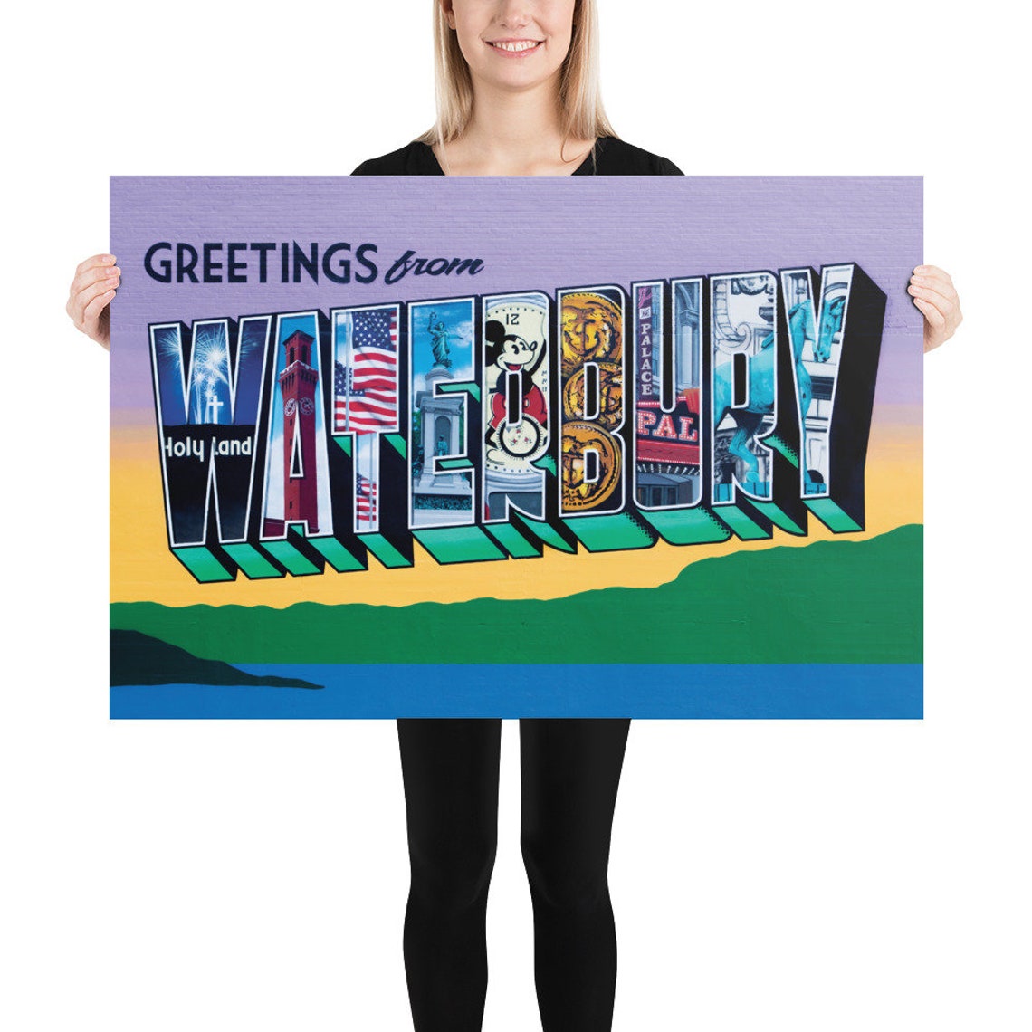 Greetings From Waterbury Mural Sign Painting CT Street Art Print of ...